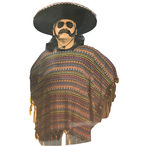 PREMIUM MEXICAN PONCHO Spanish Costume Wild West Cowboy Party Bandit ...