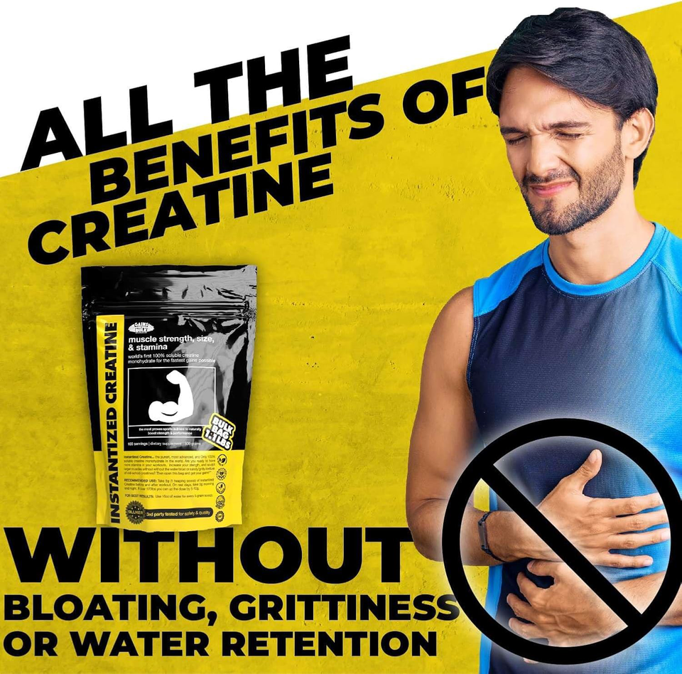 Instantized Creatine Monohydrate Gains in Bulk, Worlds First 100% ...