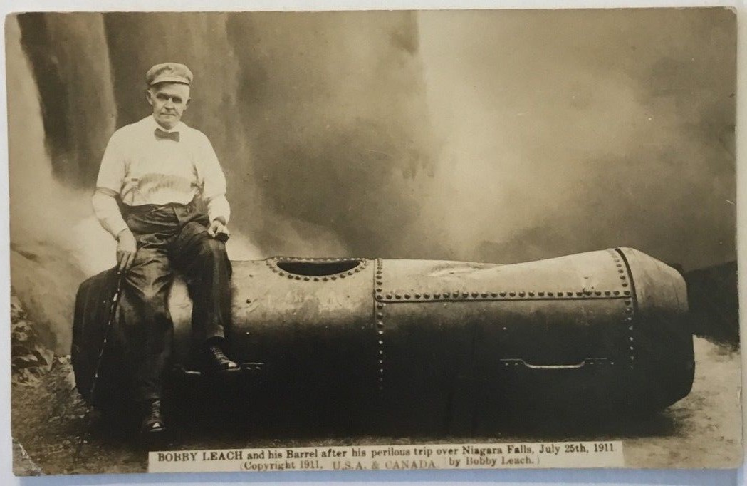 Real Photo Postcard Bobby Leach & Barrel After July 1911 Trip Over ...
