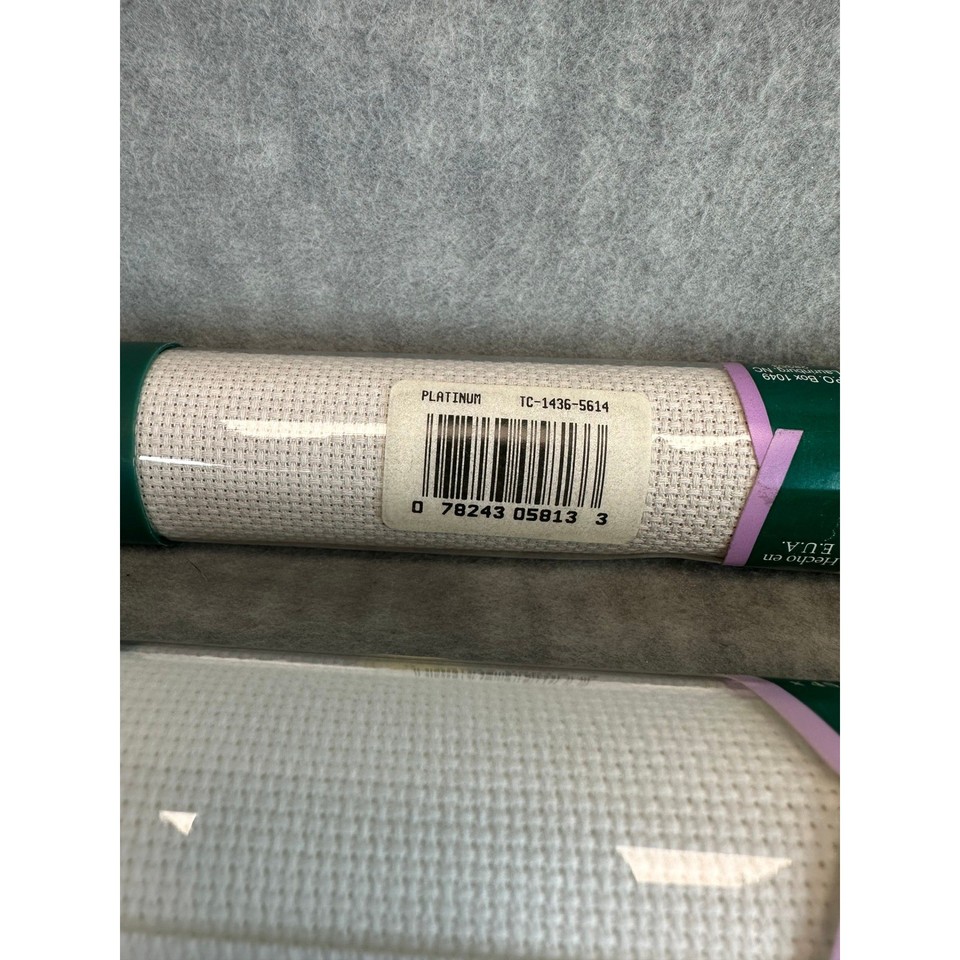 Charles Craft Platinum 14 Ct Aida Cloth & White 16 Ct Aida Cross Stitch ...