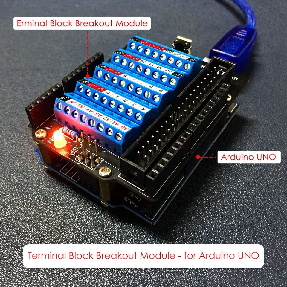 Screw Terminal Hat for Arduino UNO, GPIO Screw Terminal Block Breakout ...
