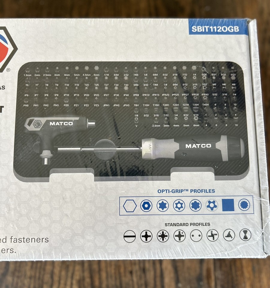 Matco Tools 112 Piece OPTI-GRIP Hex Star Slotted Phillips Bit Set ...