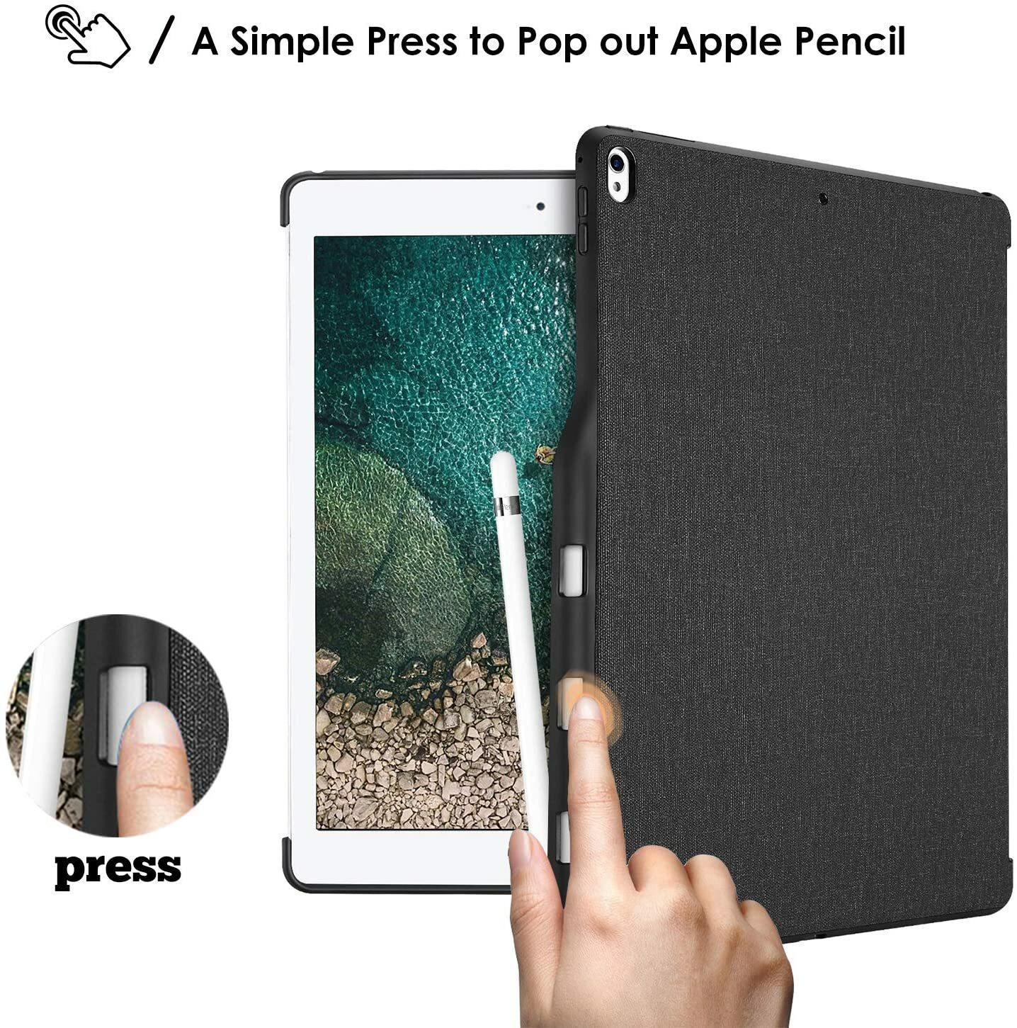 iPad Pro 12.9 Case 2017/2015 1st & 2nd Generation Back Cover Pencil ...