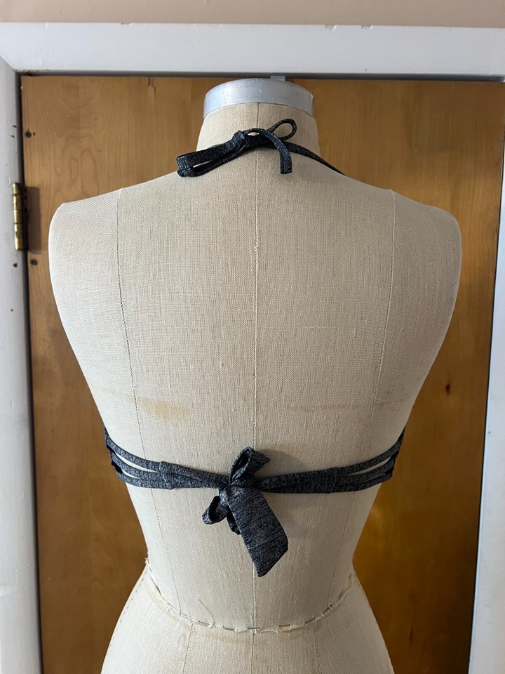 Heat Women's Grey Keyhole Swimwear Tie Back & Neck Bralette Bikini Top ...