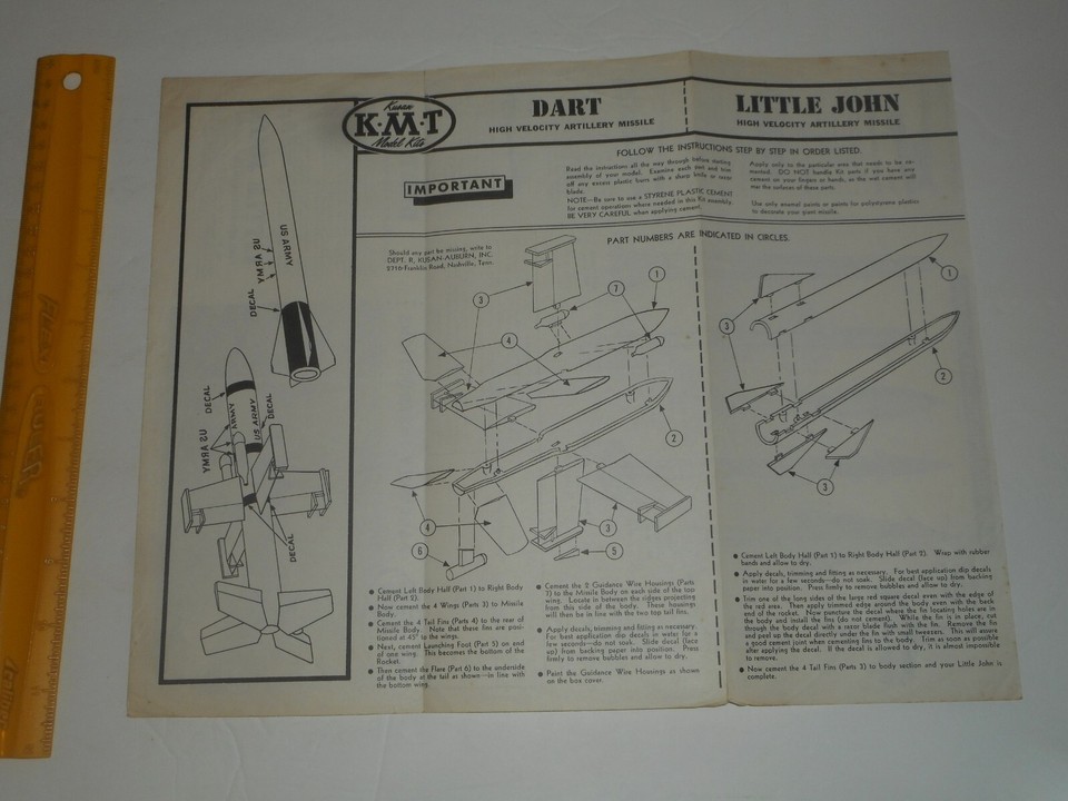 Kusan KMT LITTLE JOHN with DART Missile Model Rocket 1958 Kit ...