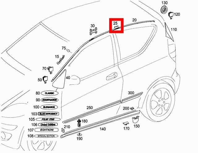 Genuine MERCEDES A-class W169 Roof Rack Fastening Covers 4 Pcs ...