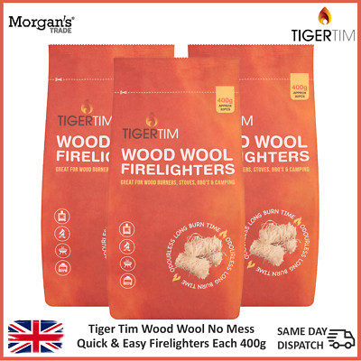 Tiger Tim Wood Wool Firelighters Fire Starter Long Burning Odourless ...