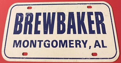 Brewbaker Booster License Plate Montgomery Alabama Dealer FIBERGLASS | eBay