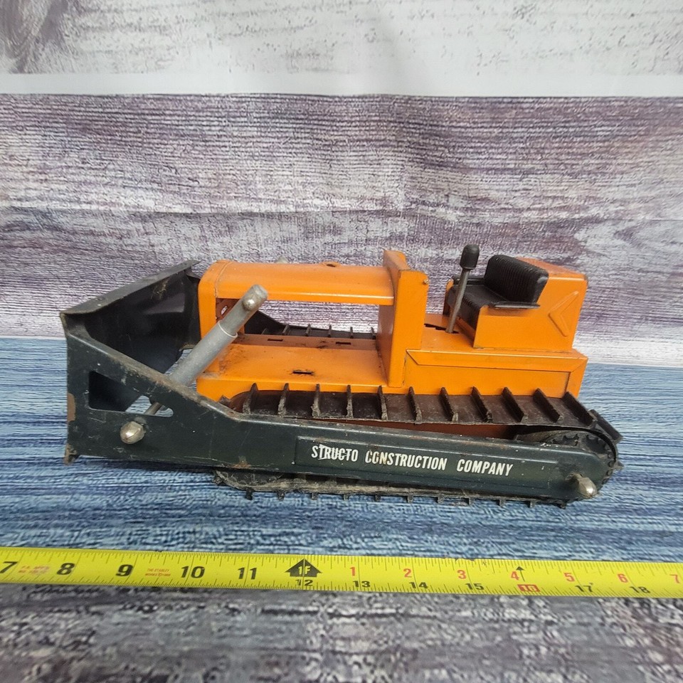 Vintage Structo pressed steel tracked Crawler orange and black | eBay