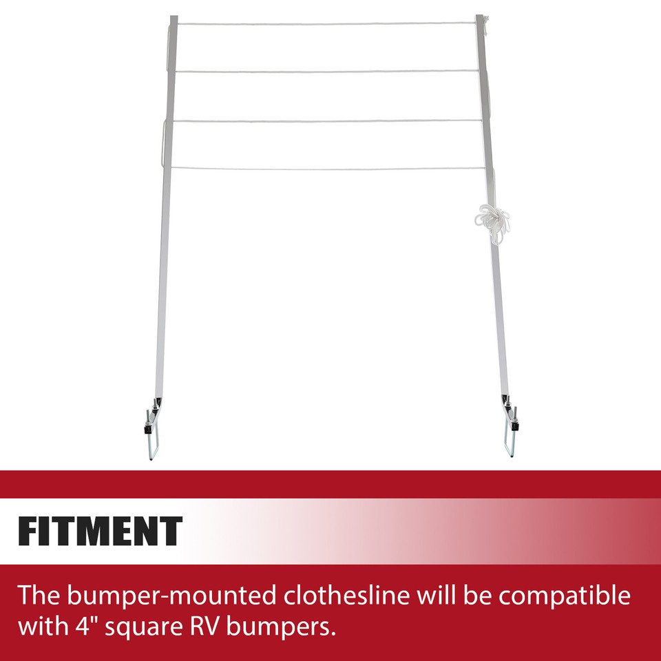 Clothesline Drying Rack Bumper Mount 48" Long Clothes Line For RV ...