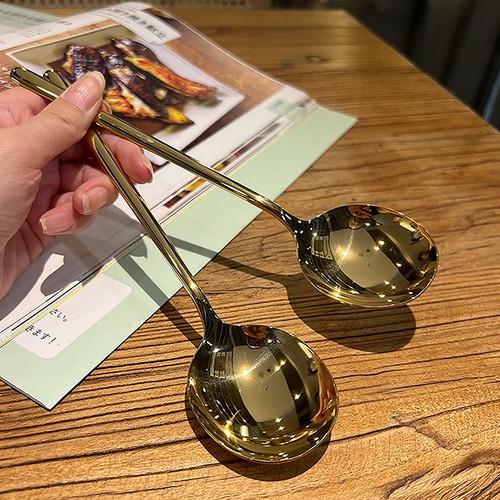 Stainless Steel Large Square Kitchen Spoon Flat-bottomed Rice Soup ...