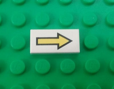 Lego Classic White 1x2 Flat Tile Yellow Arrow Thin Black Outline x 1 ...