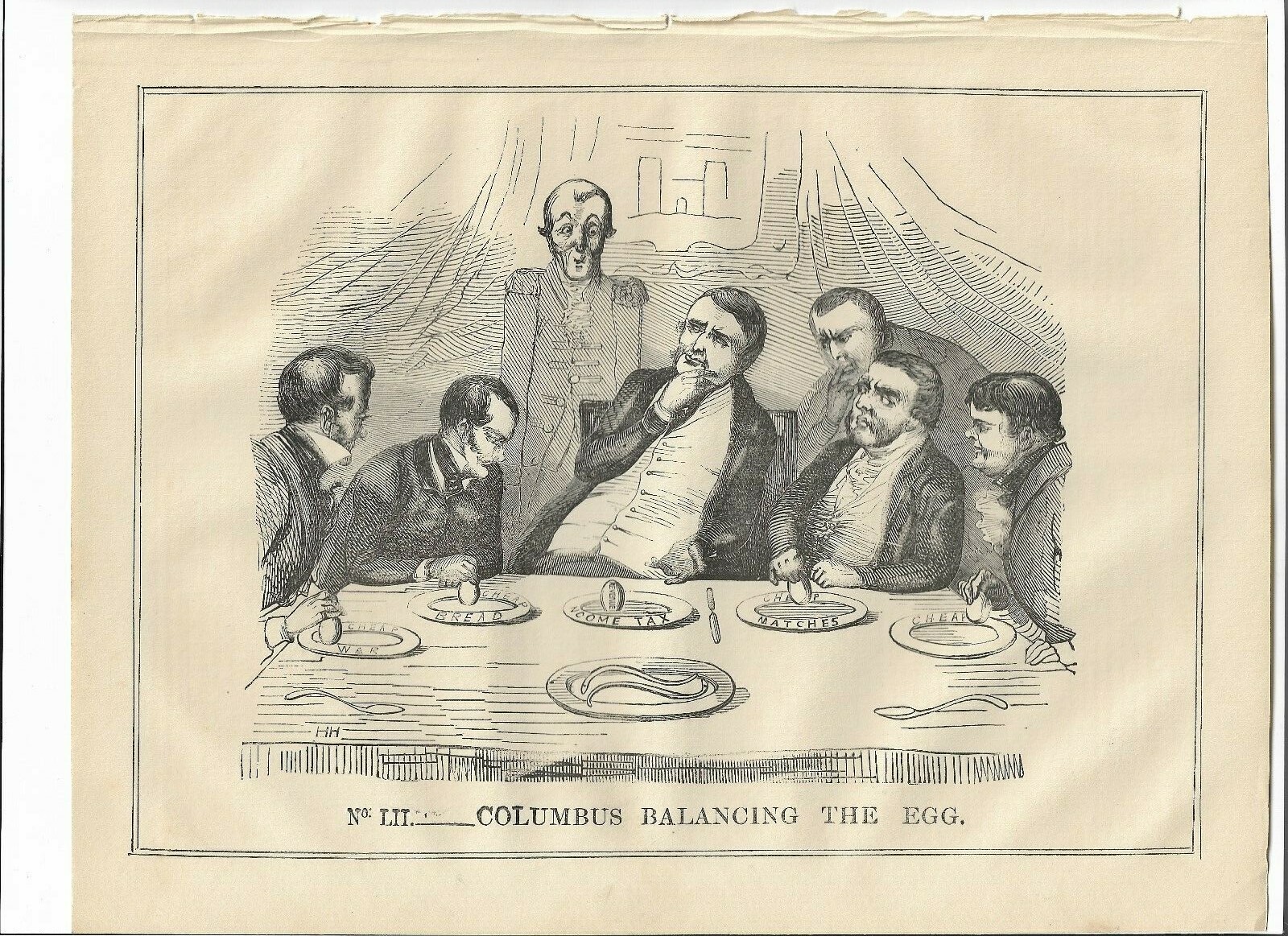 1842 Punch Cartoon 52 Columbus Balancing the Egg Income Tax Revenue | eBay