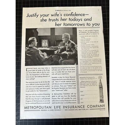 Vintage 1934 Metropolitan Life Insurance Print Ad | eBay