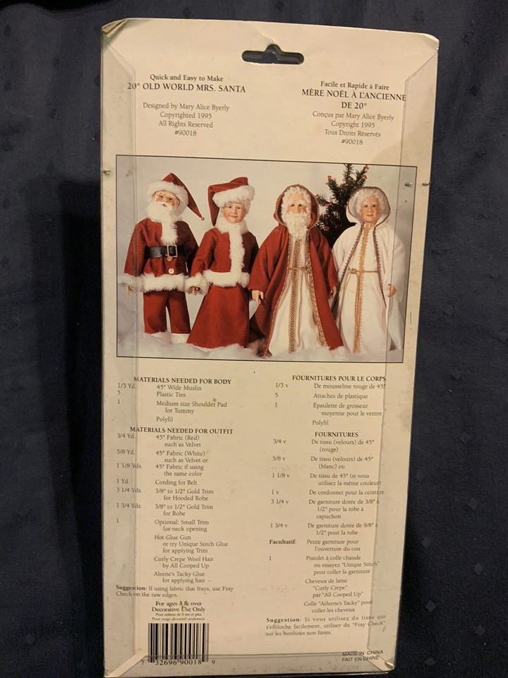 Syndee's Crafts 1995 Old World Mrs. Santa 20" Doll Kit #90018 - NOS | eBay
