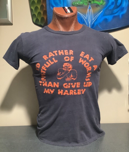Vintage Harley-Davidson I'd Rather Eat Worms ...Give Up my Harley t ...
