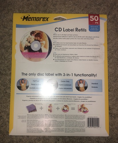 Memorex 3202-0412 White Matte Cd/dvd Label Refills (32020412) (mem ...