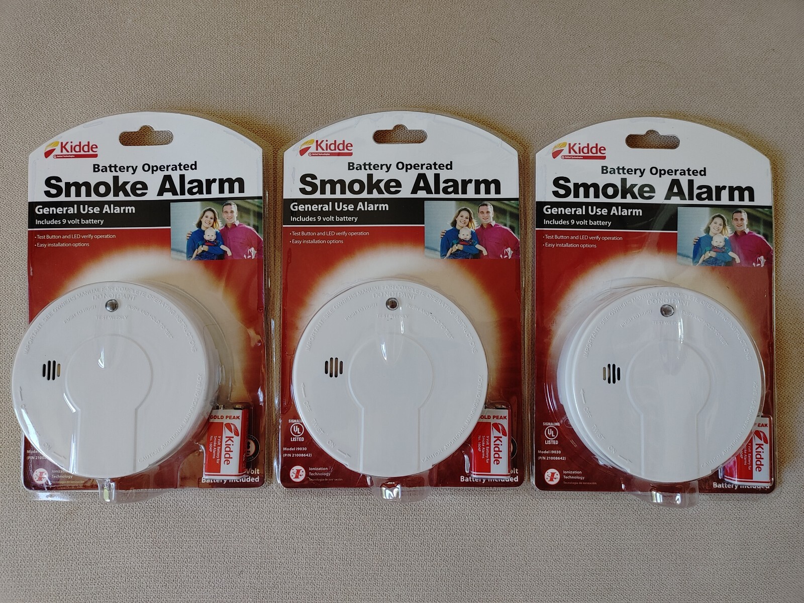 Lot Of (3) NEW KIDDE Battery Operated Smoke Alarm Model # i9030 New ...