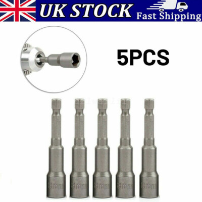5Pcs 8mm Magnetic Tech Screw Driver Tek Bit Drill Nut Setter Roofing ...