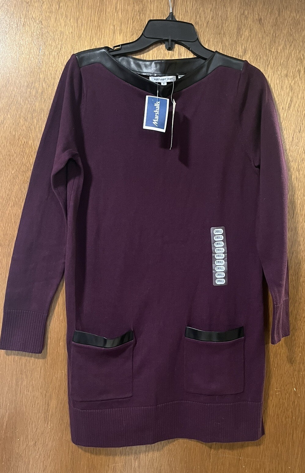 Eight Right Eight Women’s Purple Sweater Dress Tunic Small Pleather ...