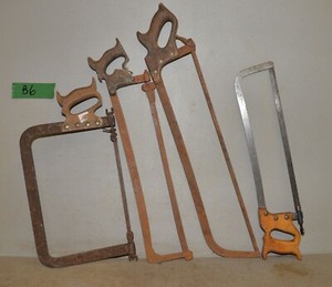 4 antique butcher shop saw bone cutting tool early meat butchering ...