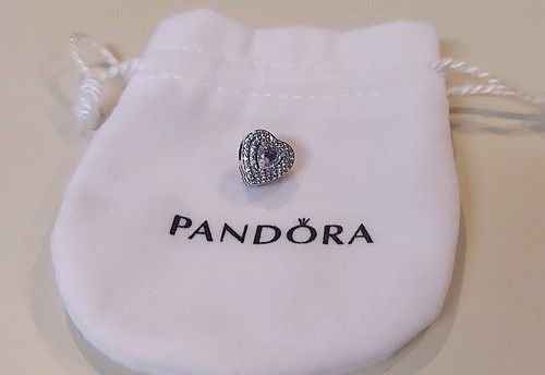 PANDORA~Sparkling Clear CZ Leveled Hearts Love Charm #799218C01~NEW | eBay