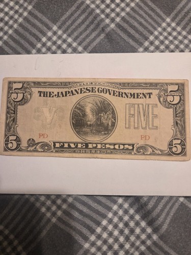 Rare Philippines- Japanese 5 Peso Occupation Note With 2 Boys Riding ...