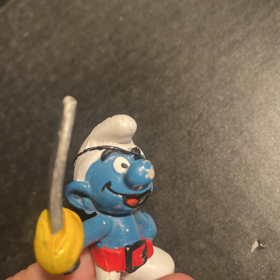 1978 PIRATE SMURF * Vintage Schleich Smurfs * Fair+ Cond * Combine ...