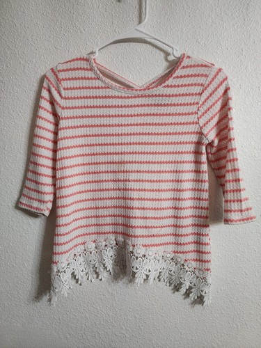 Sugar Rush Girls Striped Womens Top With Lace | eBay