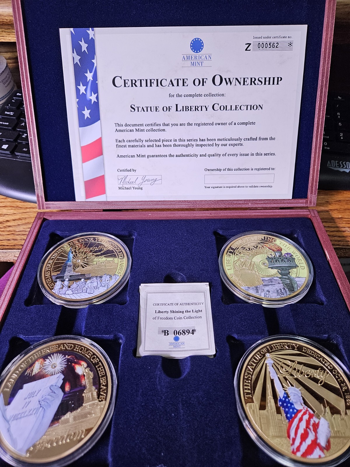 Bradford Mint Statue of Liberty Coin Collection, CU layered in 24K Gold ...