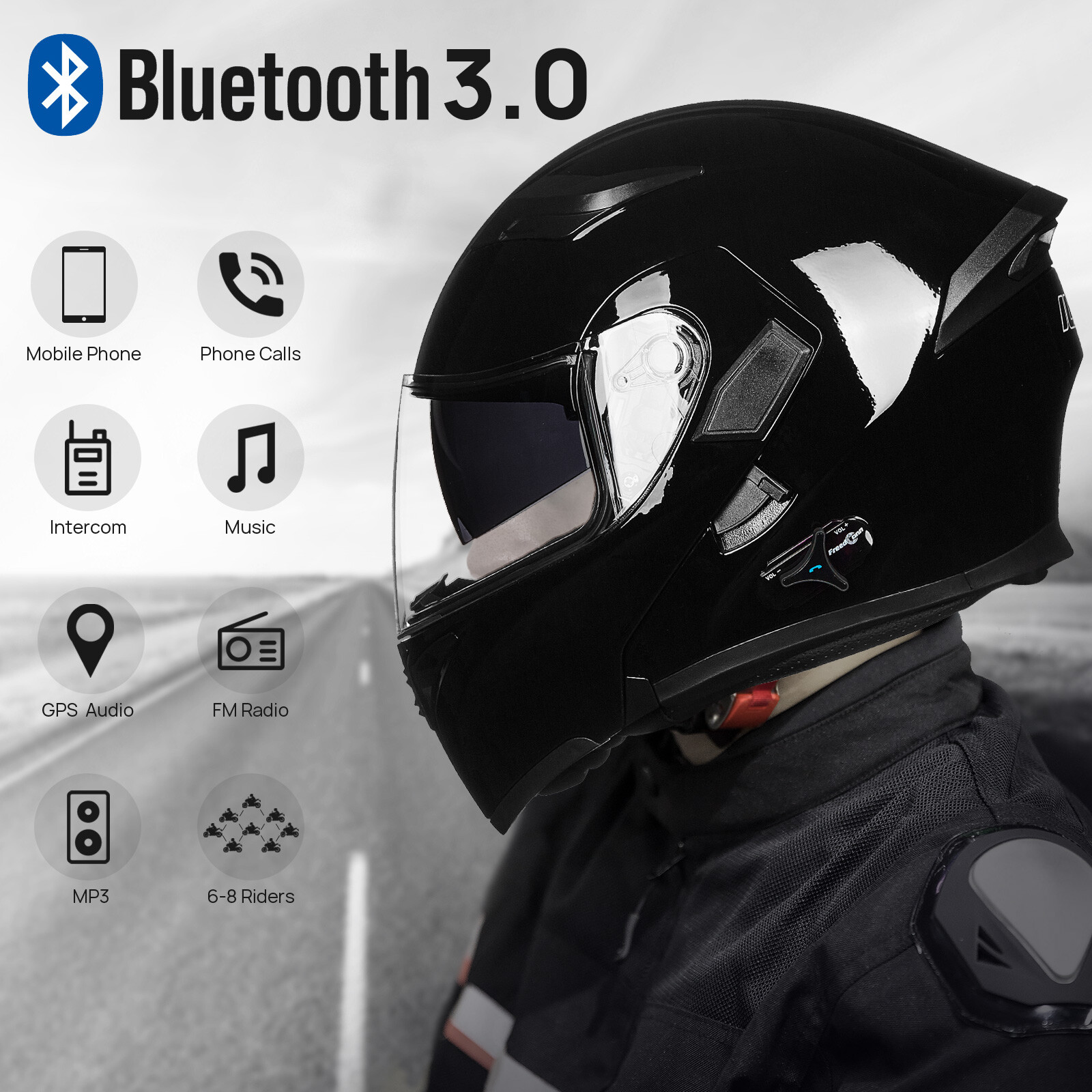 ILM Bluetooth Full Face Modular Motorcycle Helmets Dual Visor Intercom ...