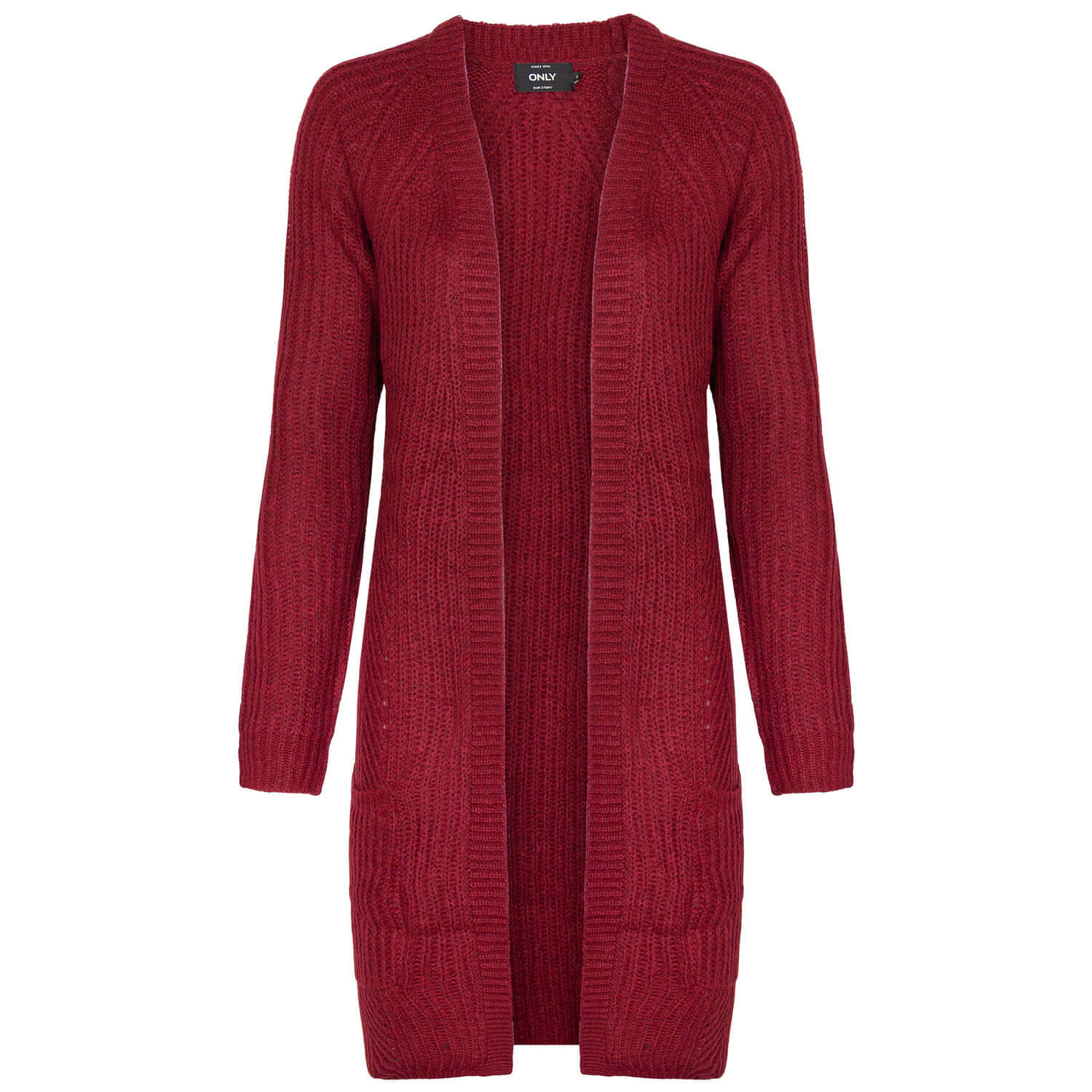 ONLY Damen Long Strick Cardigan Jacke meliert Rippstrick Muster Basic ...