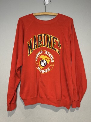 Vintage Marines Sweatshirt Adult XL 46-48 Red Crew Neck Sweater USMC ...