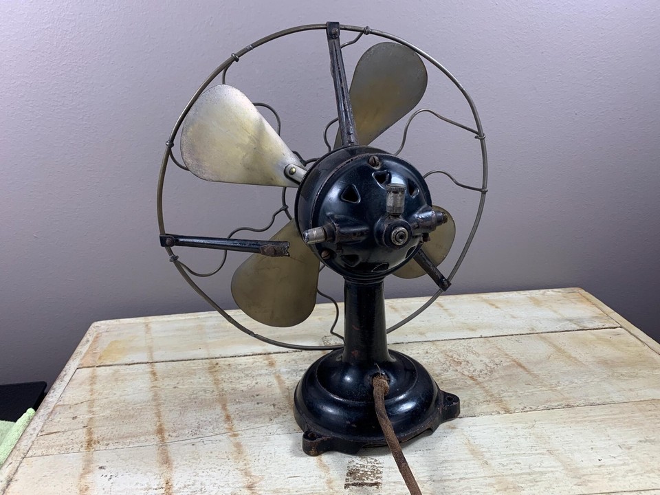 Antique heavy fan - old electric table fan - brass blades - country ...