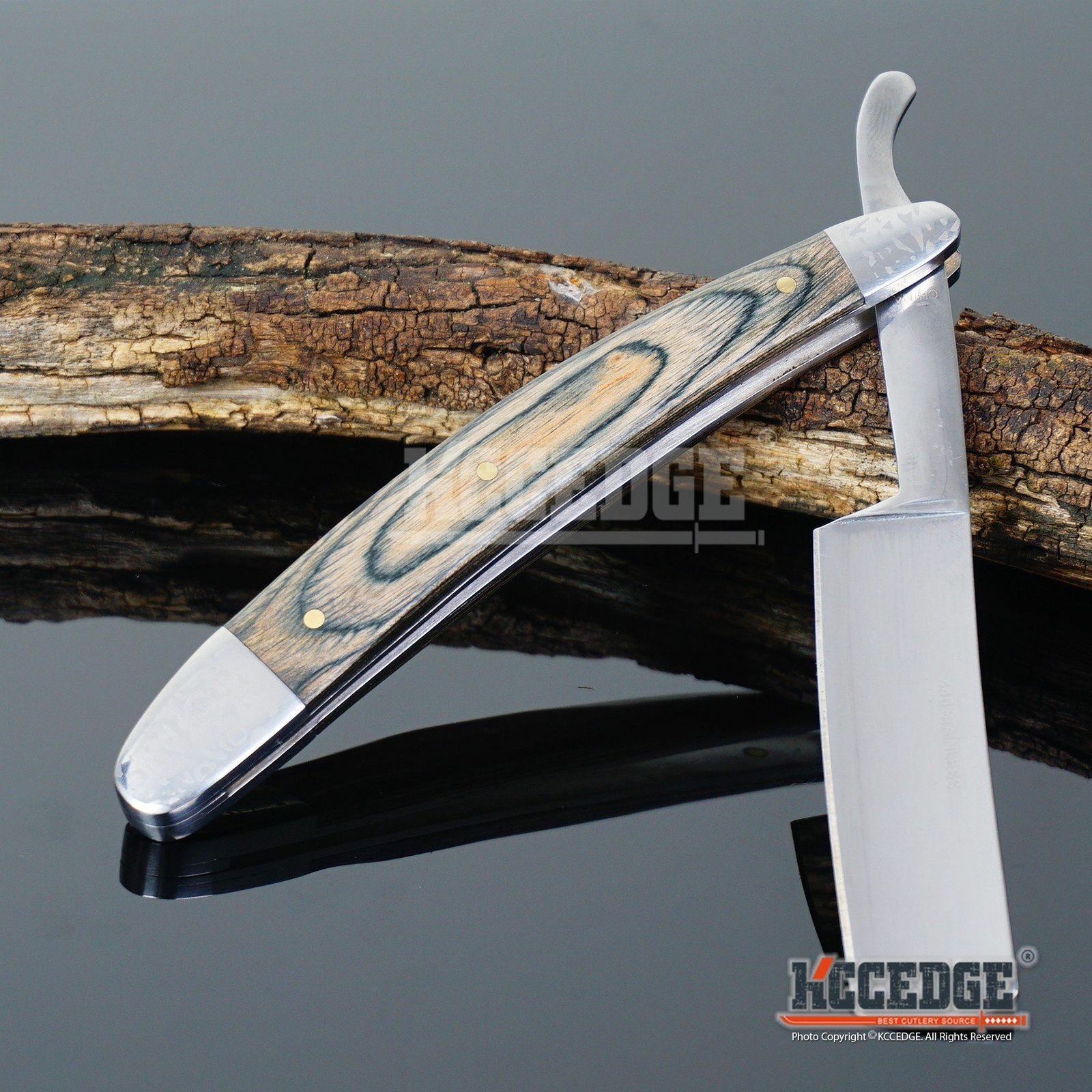 10" SHAVING STRAIGHT RAZOR Clean Finish Blade Folding Knife w/ Handle ...