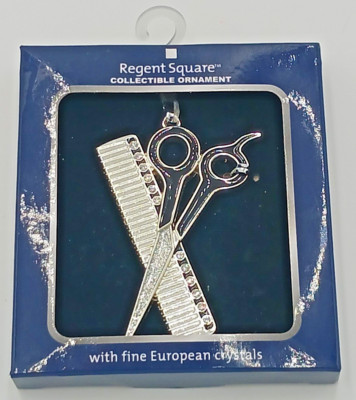 Regent Square Silver Comb & Scissors Barber HairDresser Christmas ...