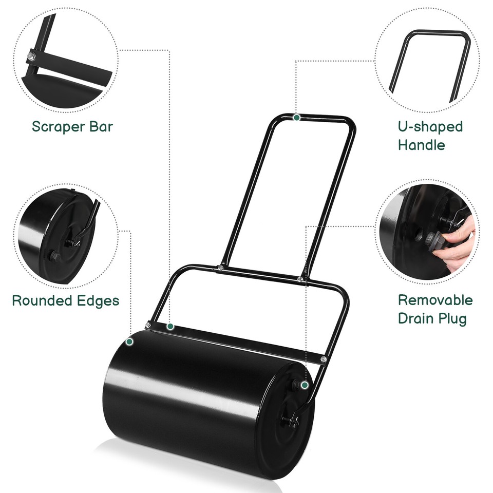 43in Lawn Roller Cylindrical Garden Lawn Rollers Tow Behind Water ...