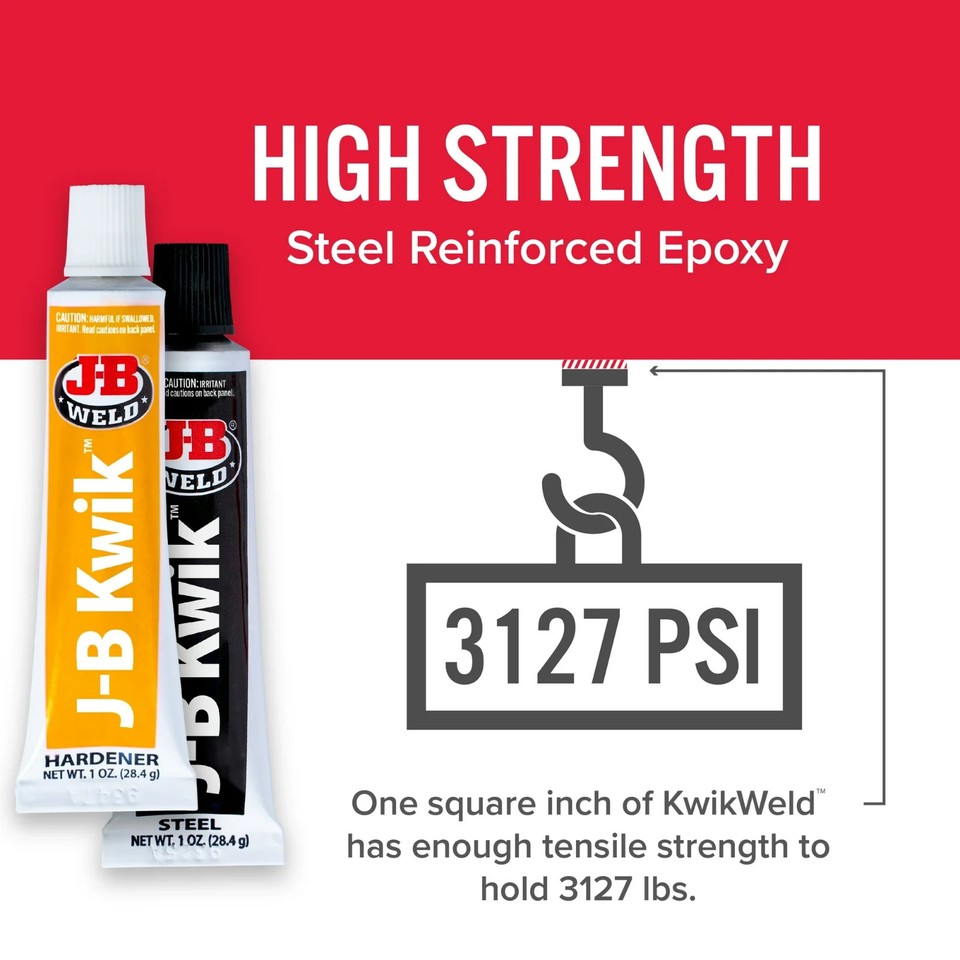 J-B Weld 8276 KwikWeld Quick Setting Steel Reinforced Epoxy - Dark Grey ...