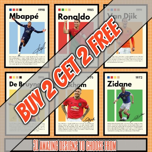 Famous Football Player Posters/Prints Gifts Wall Art Home Decor | eBay UK