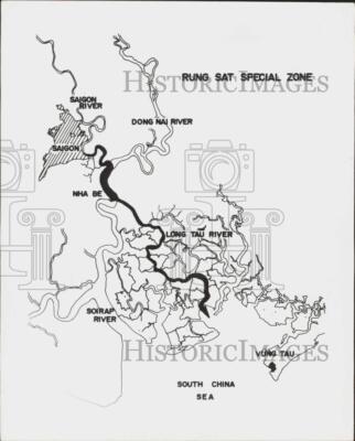 1969 Press Photo Map of the Islands of the Rung Sat in Vietnam ...