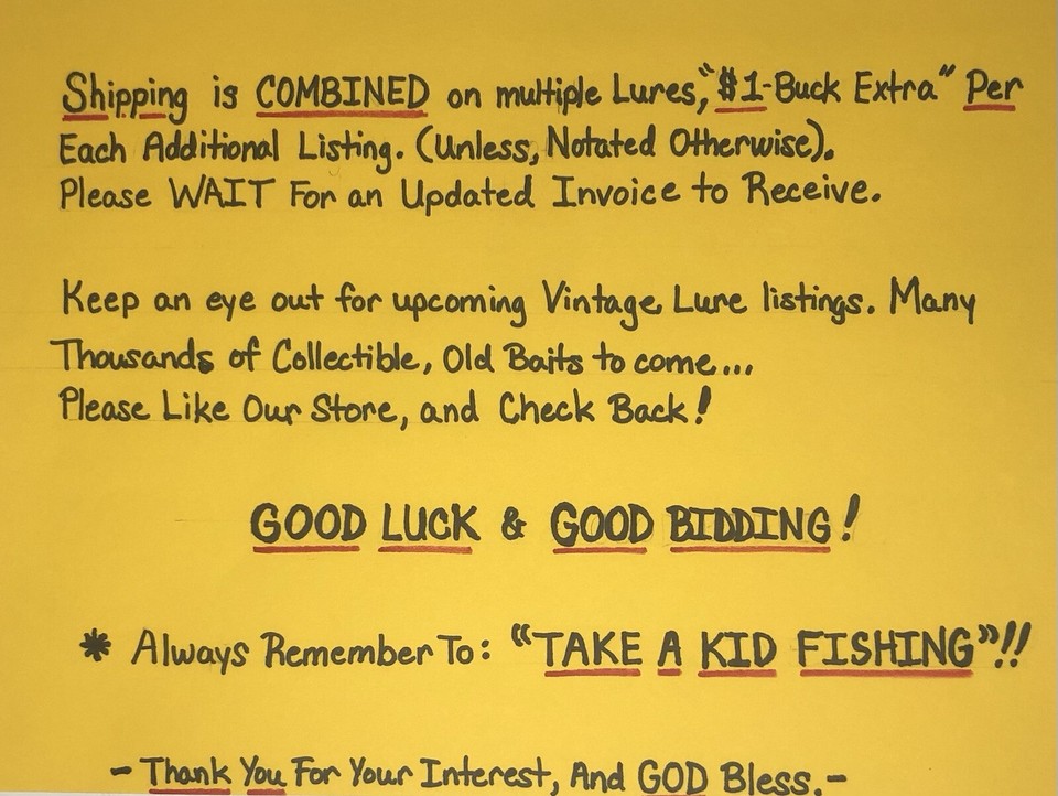 Vintage BAGLEY’S “Crayfish” Lures, Exc.+ Cond. “Tru-Life” Wood Baits ...