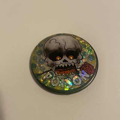 Vintage Pogs Metal Slammer 1990s - POISON SKULL ROSE - FAST FREE SHIP ...