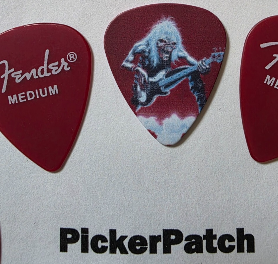 IRON MAIDEN EDDIE Embroidered Patch Fender picks and a collectable pick ...