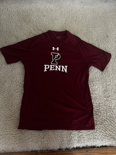 Under Armour U Penn Quakers T Shirt Mens Medium M Red Loose Crew Neck ...