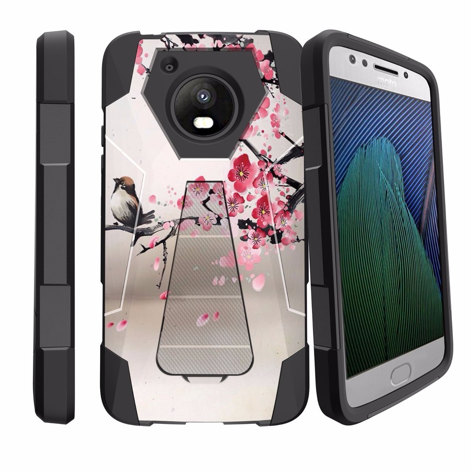 Rugged Dual Layered Case w/Kickstand Cover for Motorola Moto E4 (2017 ...