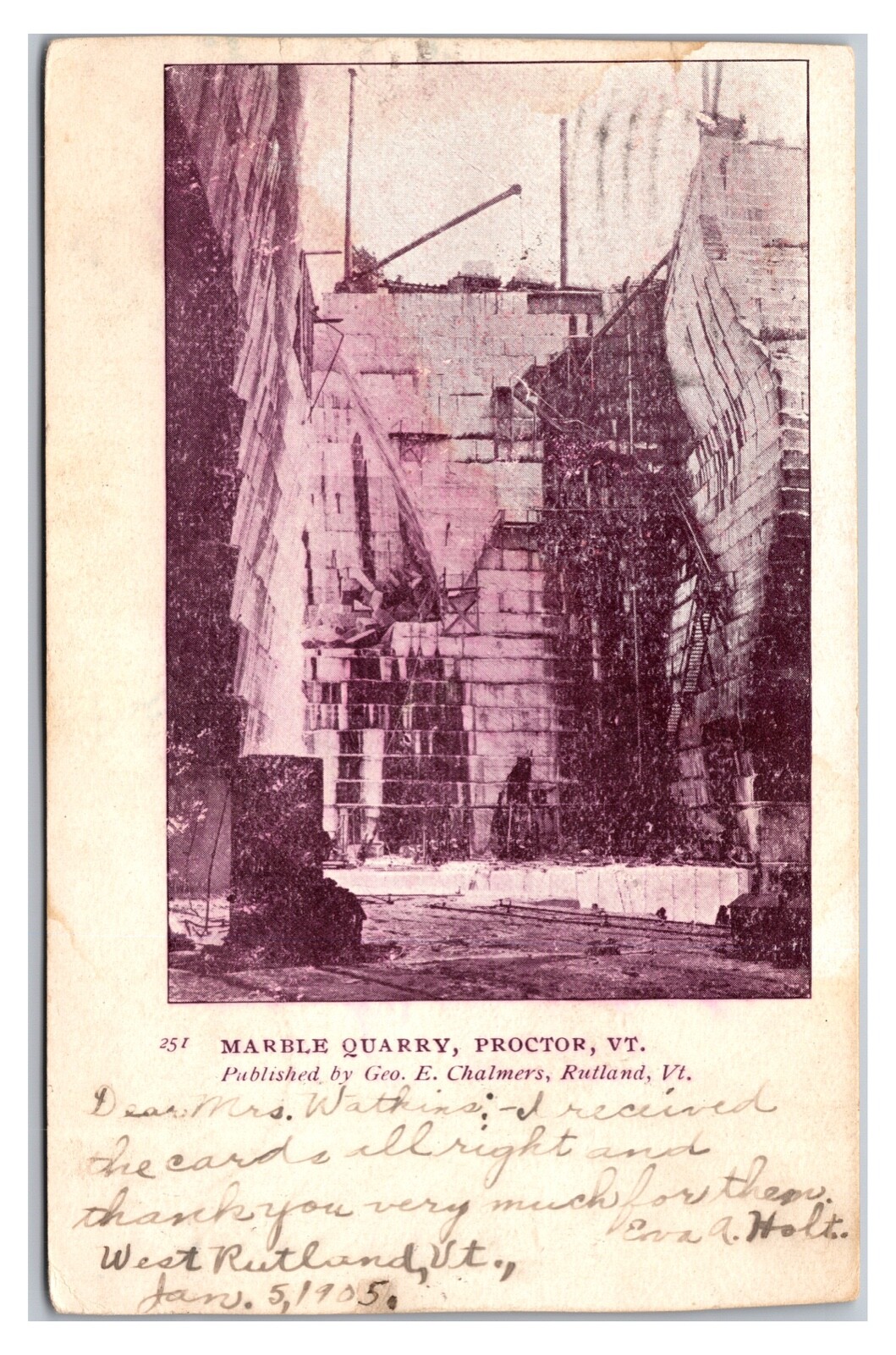 Antique Early 1900s- Marble Quarry, Proctor, Vermont Postcard (Posted ...