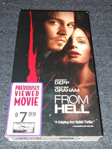 From Hell VHS Johnny Depp Jack The Ripper Suspense Thriller White Tape ...