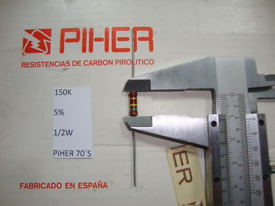 VINTAGE PIHER RESISTOR. 1/2W 150K 5% *1 PC* NEW ORIGINAL 1970´S + C366 ...