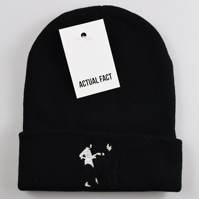 Actual Fact Pulp Fiction Dance Embroidered Roll Up Black Beanie Hat ...