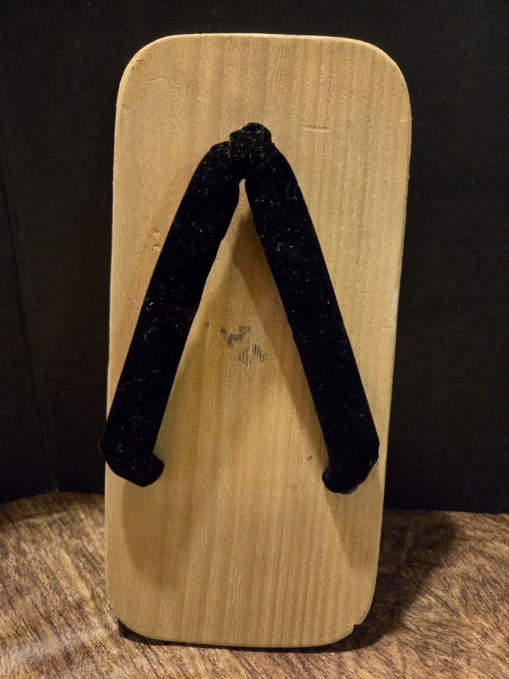 SINGLE Vintage Traditional Japanese Wooden Geta Sandal Black Velvet ...